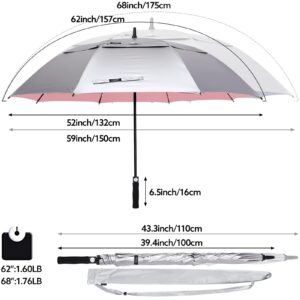 G4Free 62 Inch UV Protection Golf Umbrella Extra Large Windproof Sun and Rain Umbrellas Auto Open Double Canopy