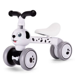 ygjt baby balance bike toys for 1 year old, birthday gifts for boys and girls, silent wheels & non-pedal baby walker riding toys for 10-36 months toddlers, kids first bike gifts spotty dog