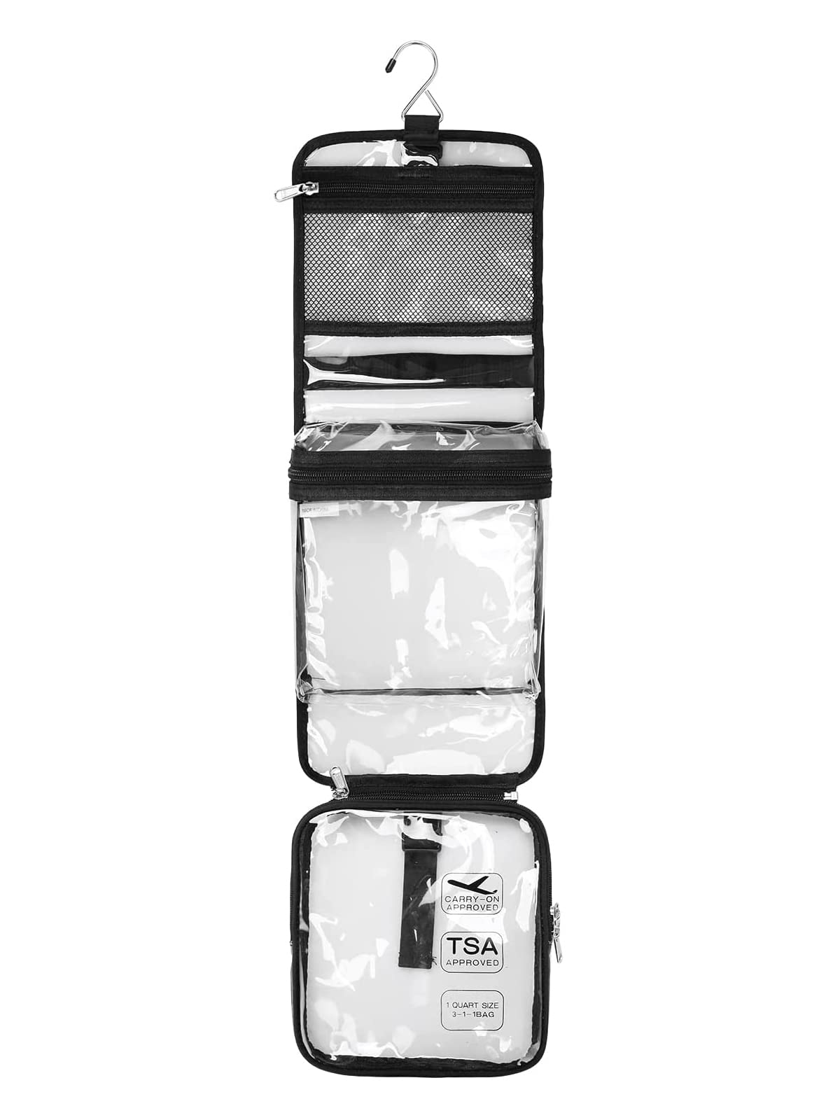 Relavel Hanging Toiletry Bag TSA Approved Clear Toiletry Bag for Women and Men 2 in 1 Removable TSA Liquids Travel Bag Waterproof Carry On Airline 3-1-1 Compliant Bag Quart Sized Luggage Pouch (Clear)