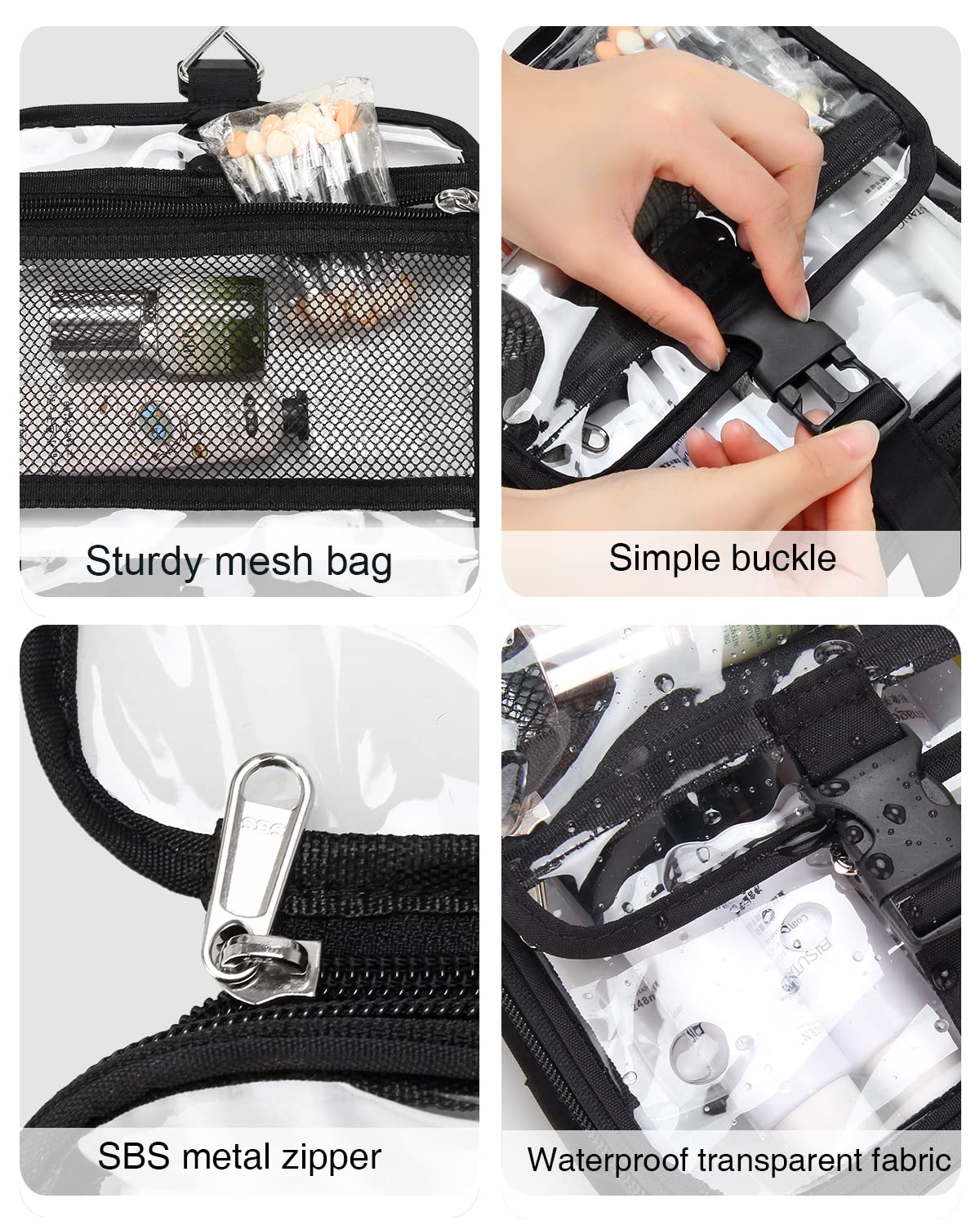 Relavel Hanging Toiletry Bag TSA Approved Clear Toiletry Bag for Women and Men 2 in 1 Removable TSA Liquids Travel Bag Waterproof Carry On Airline 3-1-1 Compliant Bag Quart Sized Luggage Pouch (Clear)