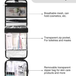 Relavel Hanging Toiletry Bag TSA Approved Clear Toiletry Bag for Women and Men 2 in 1 Removable TSA Liquids Travel Bag Waterproof Carry On Airline 3-1-1 Compliant Bag Quart Sized Luggage Pouch (Clear)