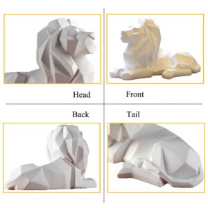 FJWYSANGU Abstract Lion Statues Hand Craved Animal Resin Sculpture Modern Home Decoration Black