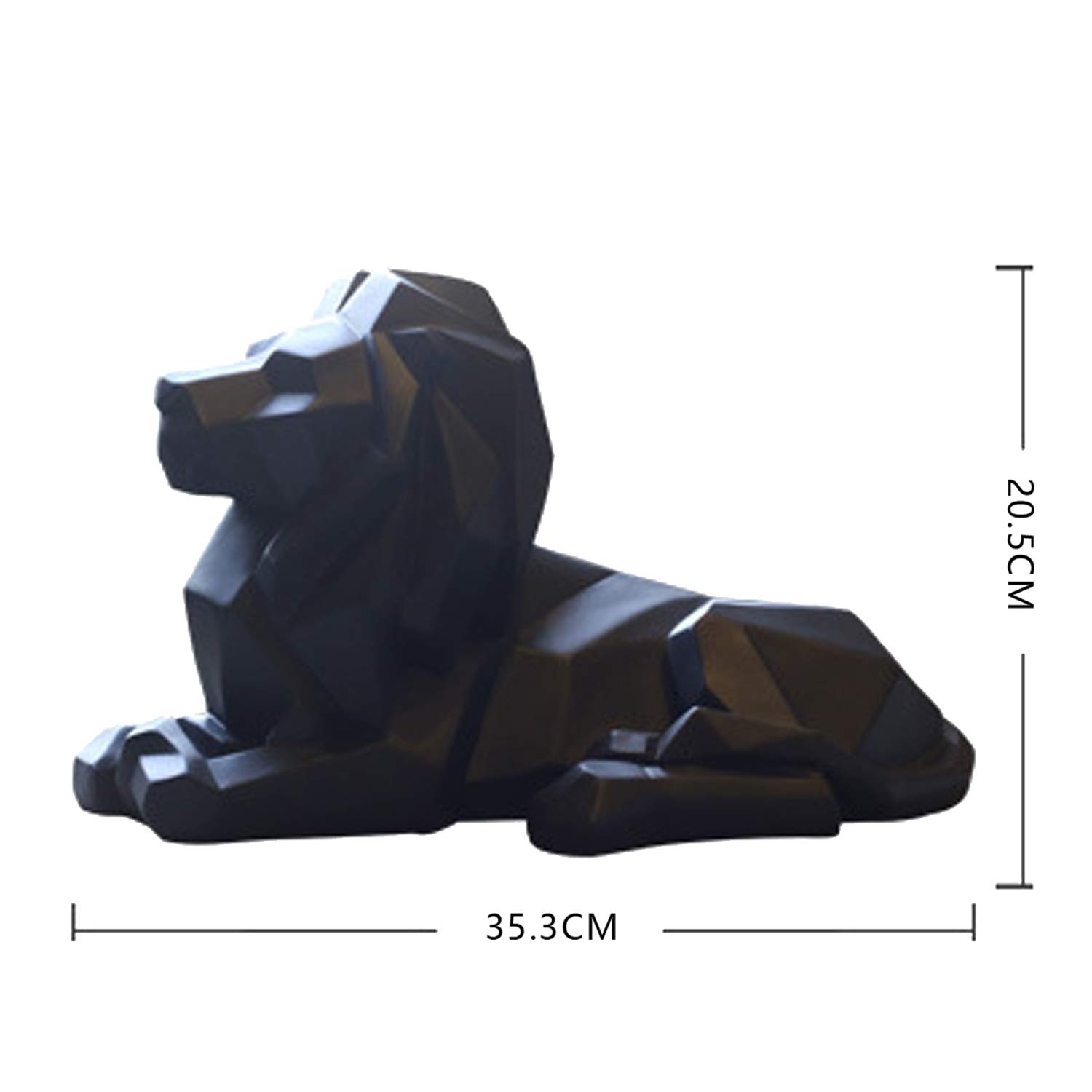 FJWYSANGU Abstract Lion Statues Hand Craved Animal Resin Sculpture Modern Home Decoration Black