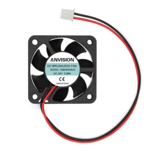 anvision dc 24v 40mm x 10mm brushless cooling fan, dual ball bearing, 2 pin