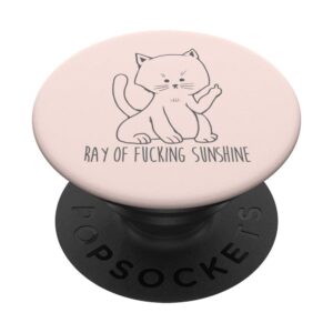 salty cat ray fucking sunshine flipping off cute animal adul popsockets popgrip: swappable grip for phones & tablets