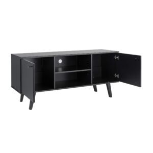 Prepac Milo Mid Century Modern TV Console, 56 Inch, Black