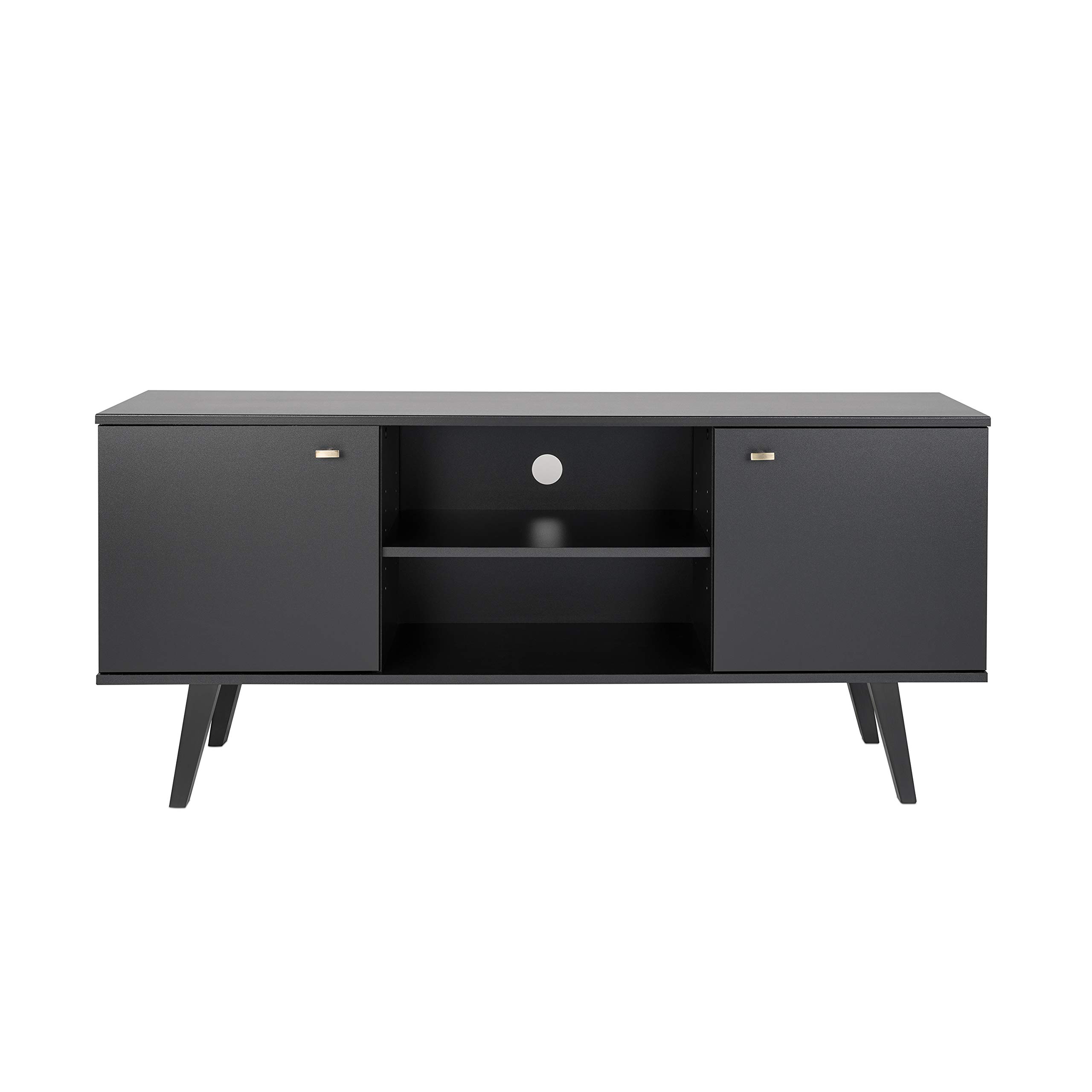 Prepac Milo Mid Century Modern TV Console, 56 Inch, Black