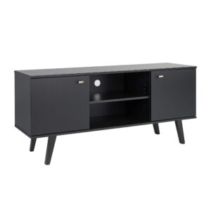 Prepac Milo Mid Century Modern TV Console, 56 Inch, Black