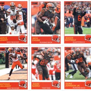 2019 Panini Score Football Veteran Cleveland Browns Team Set of 10 Cards: Baker Mayfield(#102), Nick Chubb(#103), Jarvis Landry(#104), Duke Johnson Jr.(#105), David Njoku(#106), Antonio Callaway(#107), Denzel Ward(#108), Myles Garrett(#109), Jabrill Peppe