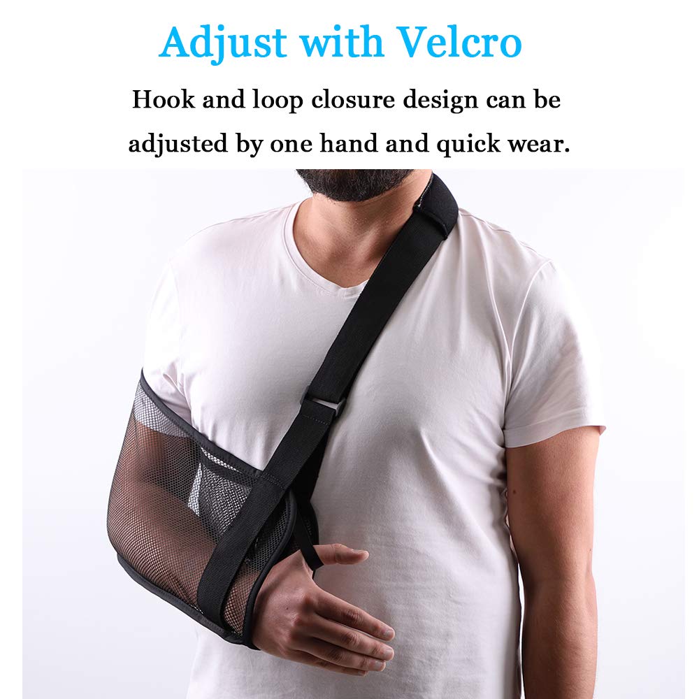 Mesh Arm Shoulder Sling Great Shower Bath Sling Used after rotator cuff Shoulder Surgery Arm Brace Support for Men and Women,Black