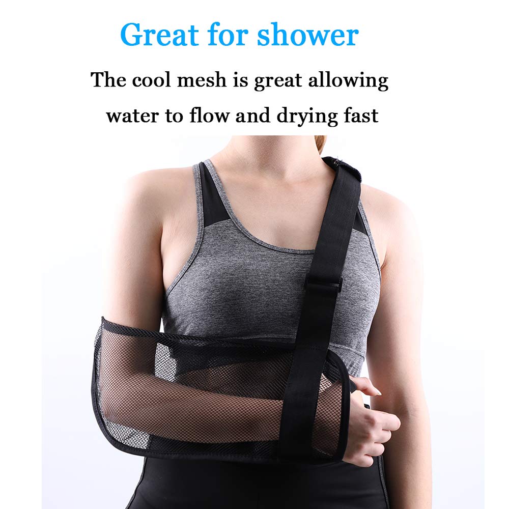 Mesh Arm Shoulder Sling Great Shower Bath Sling Used after rotator cuff Shoulder Surgery Arm Brace Support for Men and Women,Black