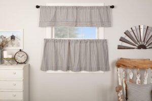 farmhouse ticking stripe gray tier curtains, set of 2, 24" long, farmhouse style café curtains