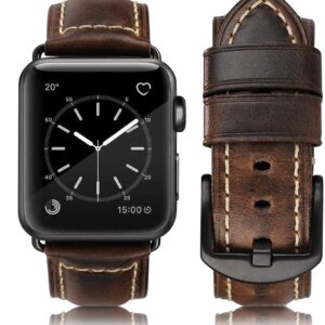 HUAFIY Leather Band Compatible for apple Watch Bands 42mm 44mm 45mm49mm 38mm 40mm 41mm,Genuine Leather Watch Wristband for iWatch Ultra SE Series 8/7/6/5/4/3/2/1