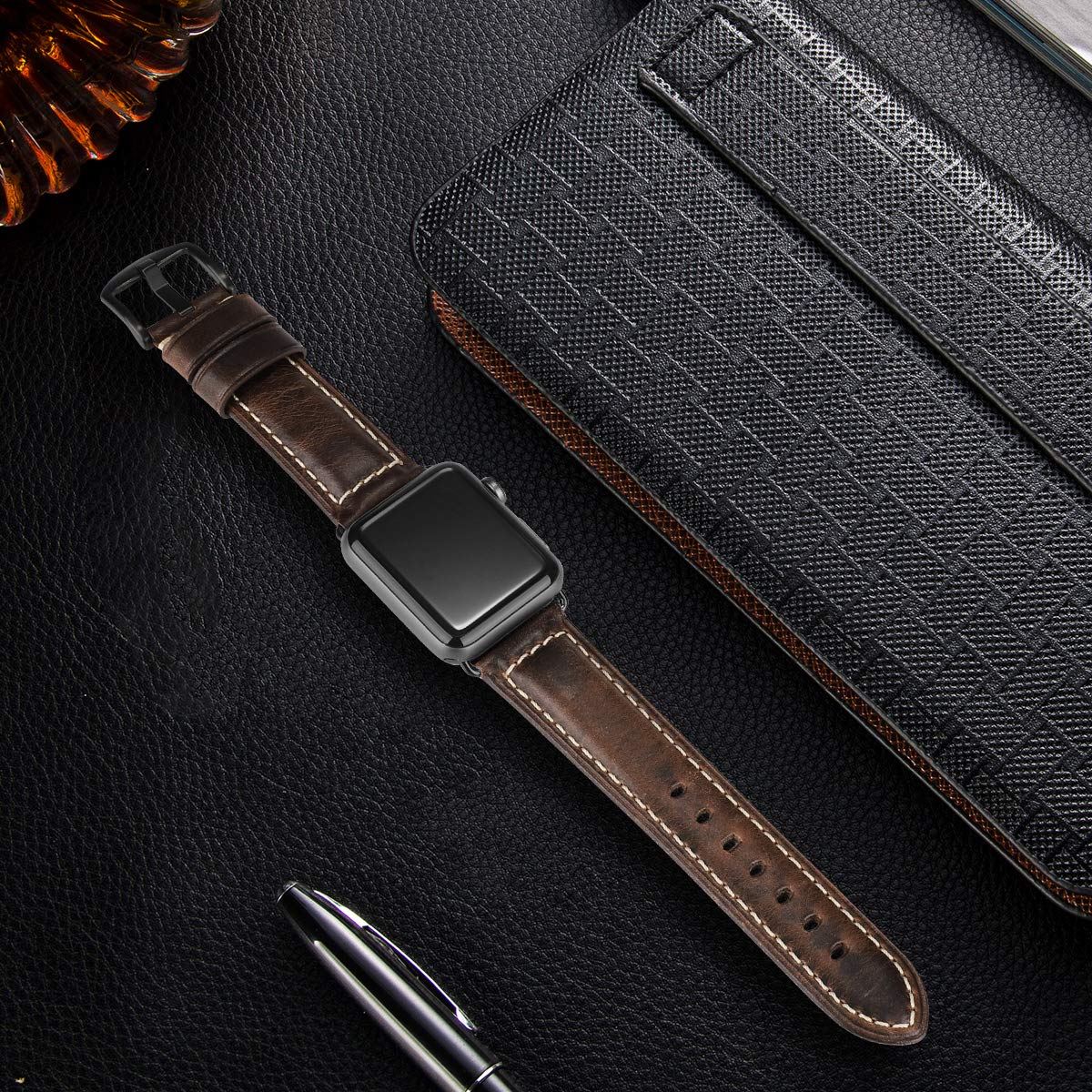 HUAFIY Leather Band Compatible for apple Watch Bands 42mm 44mm 45mm49mm 38mm 40mm 41mm,Genuine Leather Watch Wristband for iWatch Ultra SE Series 8/7/6/5/4/3/2/1