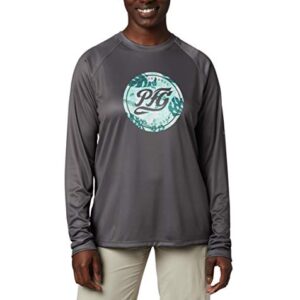 Columbia Women's Tidal Tee PFG Printed Medallion Long Sleeve Shirt, City Grey/New Mint, 2X