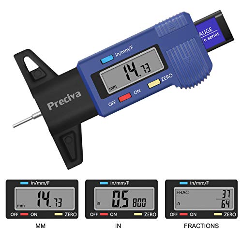 Preciva Tire Tread Depth Gauge, Digital Tire Gauge Meter Tester with Large LCD Screen of Fraction Inch/MM/Decimal Inch Conversion for Cars Trucks and SUV