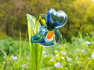 glass violet flowers figurine blown flower sculpture art glass flower murano blue garden flower miniatures figure ornaments flowers gift for girl