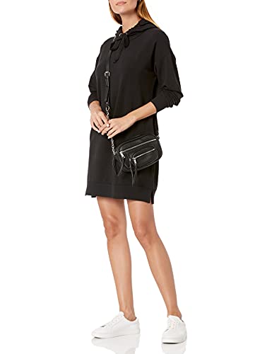 The Drop Women's Iona Long Sleeve Hooded Mini Sweatshirt Dress, Black, M