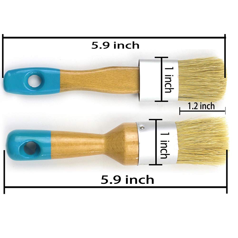 Chalk & Wax Paint Brush Set for Furniture,DIY Painting and Waxing Tool,Milk Paint,Stencils,Natural Bristles,by MAXMAN,Small Size