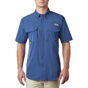 Columbia Men's Standard Permit Woven Short Sleeve Shirt, Carbon, Large