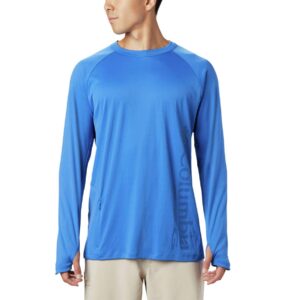 columbia men's pfg buoy knit long sleeve shirt, vivid blue, large