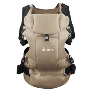 diono carus essentials 3-in-1 baby carrier, front carry & back carry, newborn to toddler up to 33 lb / 15 kg, easy to wear comfortable & ergonomic, sand