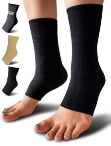 sb sox compression ankle brace (pair) – great ankle support that stays in place – for sprained ankle and achilles tendon support – perfect ankle sleeve for sports, any use (solid - black, large)