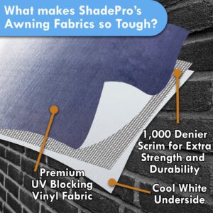 ShadePro - RV Awning Fabric Replacement - Premium Grade Weatherproof Vinyl - Universal Outdoor Canopy for Camper, Trailer, and Motorhome Awnings - Reverse Charcoal Fade - 16' (Fabric 15' 2")