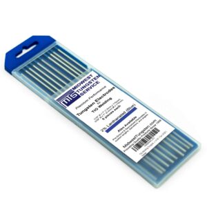 midwest tungsten service tig welding tungsten electrodes 10-pack (blue - 2% lanthanated (wl20/ewla-2), 5pc 1/16" & 5pc 3/32")