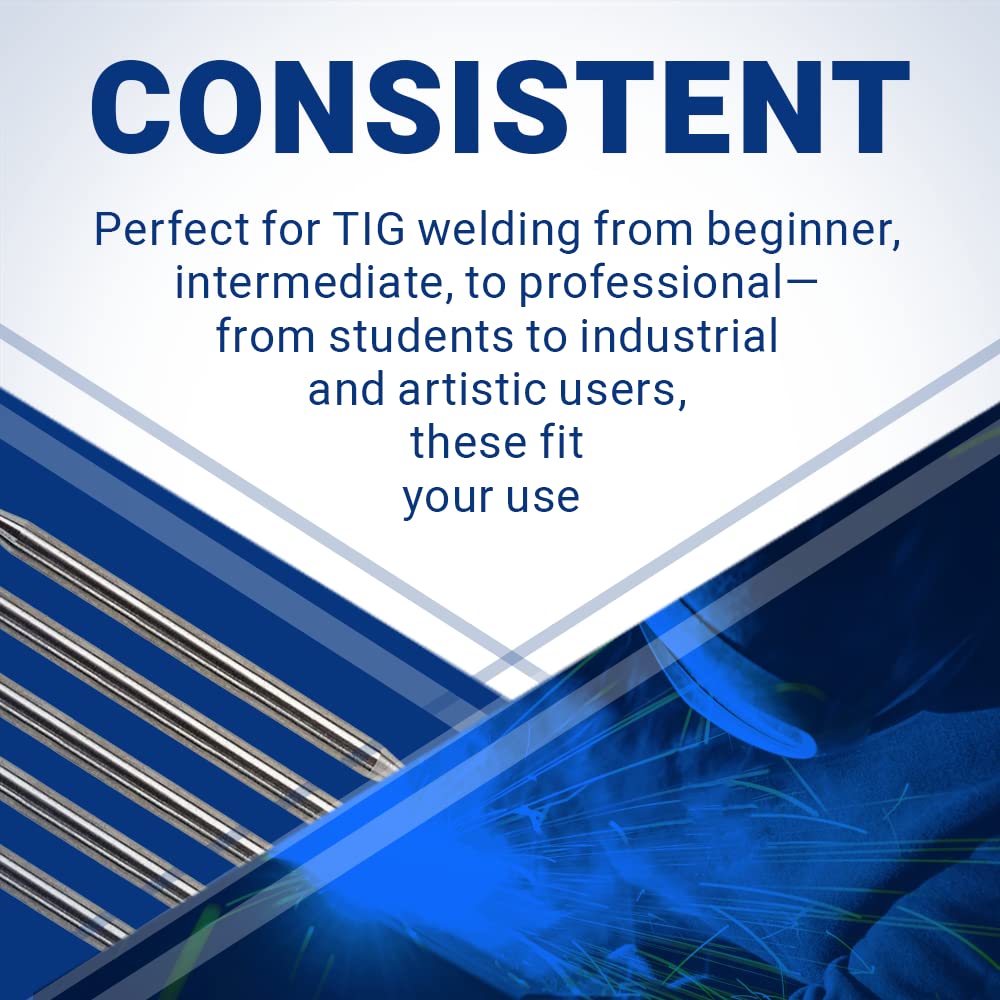 Midwest Tungsten Service TIG Welding Tungsten Electrodes 10-Pack (Blue - 2% Lanthanated (WL20/EWLa-2), 5pc 1/16" & 5pc 3/32")