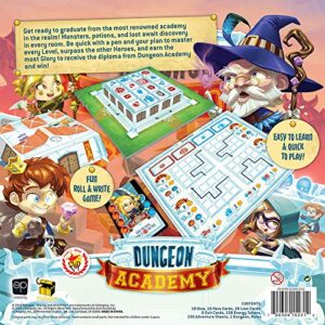 Dungeon Academy | Roll & Write Maze Board Game | Each Roll Creates Unique Dungeon Mazes | Collect Life Points & Mana, Fight Monsters, and Earn Treasure to Master The Academy | Family Board Game