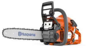 husqvarna 130 gas powered chainsaw, 38-cc 2-hp, 2-cycle x-torq engine, 16 inch chainsaw with automatic oiler, for wood cutting and tree pruning, orange