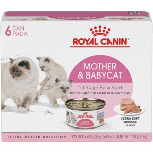 royal canin mother & babycat ultra-soft mousse in sauce variety pack wet cat food, 3 oz., count of 6, 6 ct