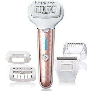 panasonic, cordless shaver epilator for women with 5 attachments gentle wetdry hair removal for legs underarms bikini face esel7ap, white, 1 count