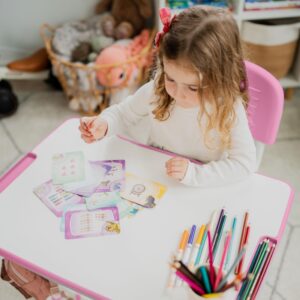 Mount-It! Kids Desk and Chair Set, Height Adjustable Sturdy, Girl Desk, Kids Art Desk, Kids Study Desk and Chair Set for Boys, Home School, Drafting Desk, Ergonomic Childrens Storage Drawer Pink