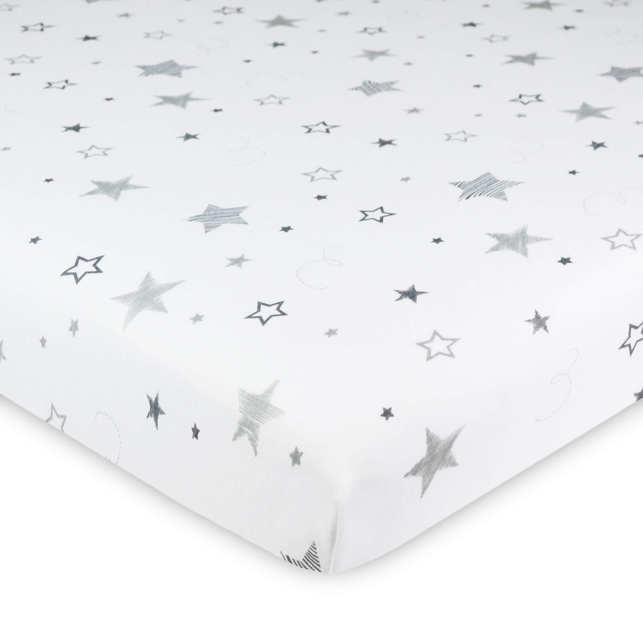 American Baby Company Fitted Pack N Play Playard Sheet 27" x 39", Soft Breathable Neutral 100% Cotton Jersey Pack and Play Sheet, Super Stars, for Boys and Girls, Fits Most Mini Crib Mattresses