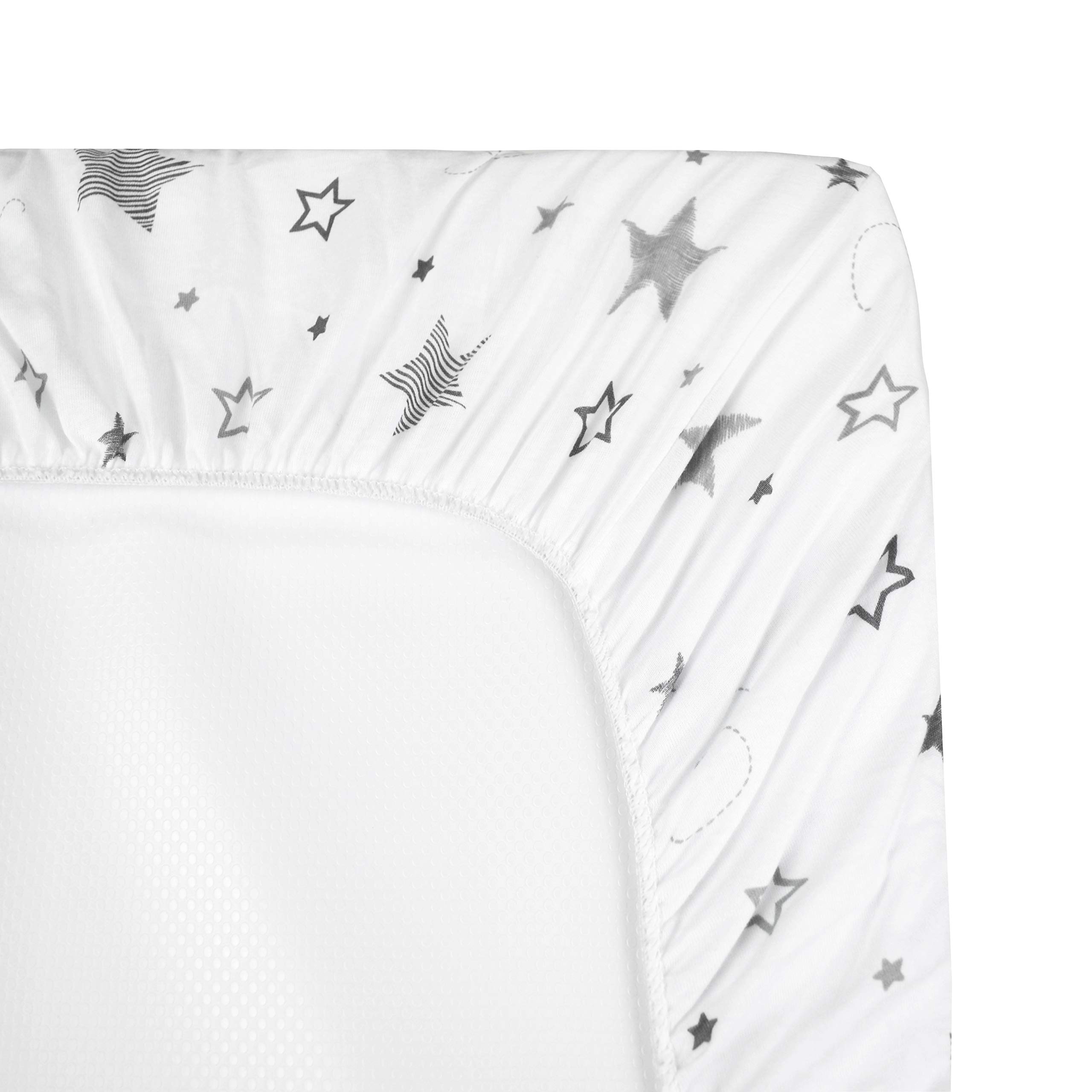 American Baby Company Fitted Pack N Play Playard Sheet 27" x 39", Soft Breathable Neutral 100% Cotton Jersey Pack and Play Sheet, Super Stars, for Boys and Girls, Fits Most Mini Crib Mattresses