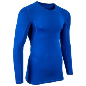 Champro Mens Long Sleeve Compression Shirt - Polyester Spandex, Royal, Medium US