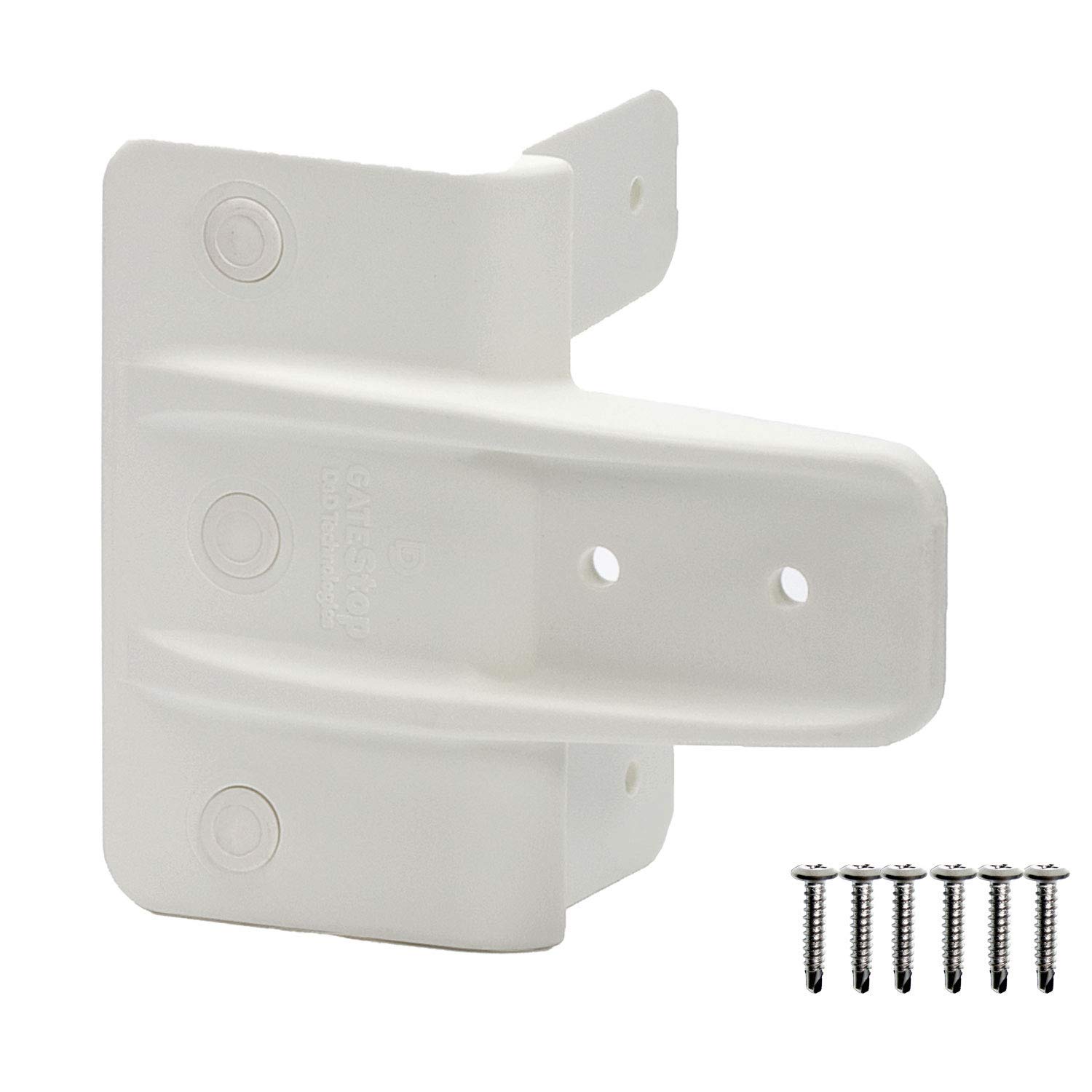 D&D Technologies TCGS1WTS Gate Stop, Damage Protection Bumper Reduces Sound from Closing Wood and Vinyl Gates, for Any Square Gate, White, 1 Count