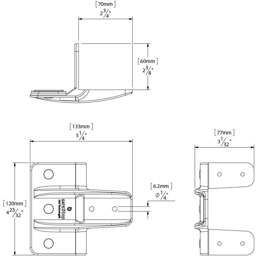 D&D Technologies TCGS1WTS Gate Stop, Damage Protection Bumper Reduces Sound from Closing Wood and Vinyl Gates, for Any Square Gate, White, 1 Count