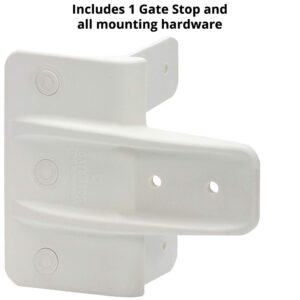 D&D Technologies TCGS1WTS Gate Stop, Damage Protection Bumper Reduces Sound from Closing Wood and Vinyl Gates, for Any Square Gate, White, 1 Count