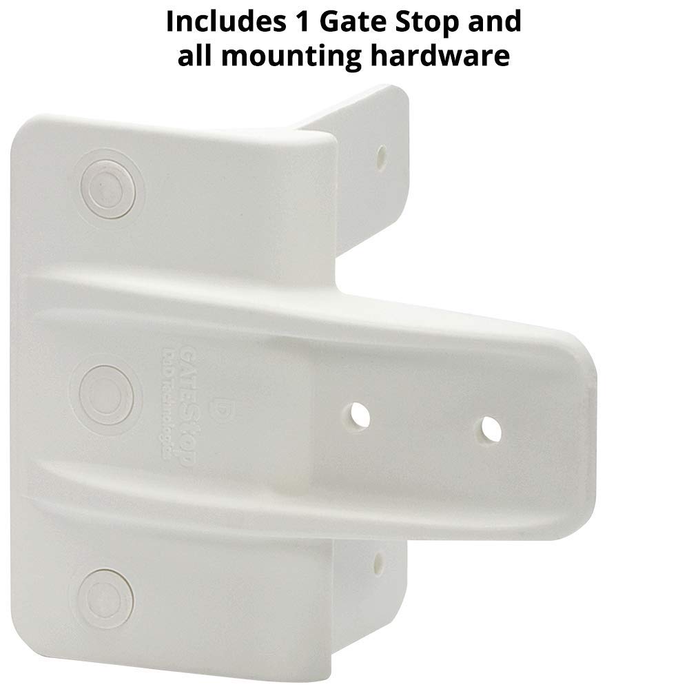 D&D Technologies TCGS1WTS Gate Stop, Damage Protection Bumper Reduces Sound from Closing Wood and Vinyl Gates, for Any Square Gate, White, 1 Count