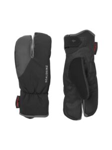 sealskinz unisex waterproof extreme cold weather cycle split finger glove, black/grey, large