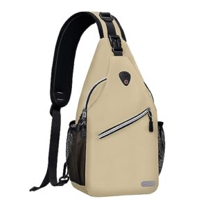 mosiso sling backpack, multipurpose crossbody shoulder bag travel hiking daypack, beige, medium