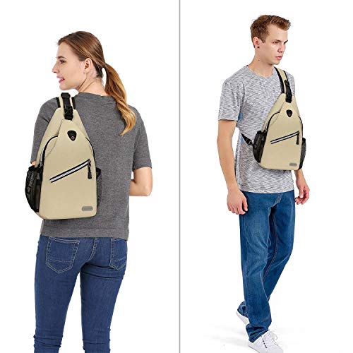 MOSISO Sling Backpack, Multipurpose Crossbody Shoulder Bag Travel Hiking Daypack, Beige, Medium