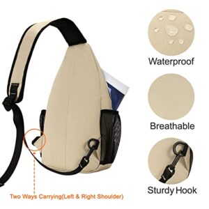 MOSISO Sling Backpack, Multipurpose Crossbody Shoulder Bag Travel Hiking Daypack, Beige, Medium