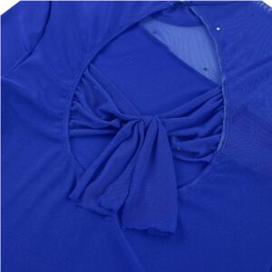 easyforever Women's Teens Latin Ballet Dance Dress Skating Team Uniform Tutu Skirt Leotard Royal Blue Medium