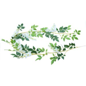 ypy 6.6ft artificial flower ivy silk wisteria flower vine green leaf hanging vine garland for wedding party home garden ceremony wedding arch floral decor (white, 2)