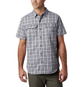 columbia men's silver ridge 2.0 multi plaid short sleeve shirt, black gingham, small