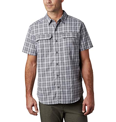 Columbia Men's Silver Ridge 2.0 Multi Plaid Short Sleeve Shirt, Black Gingham, Small